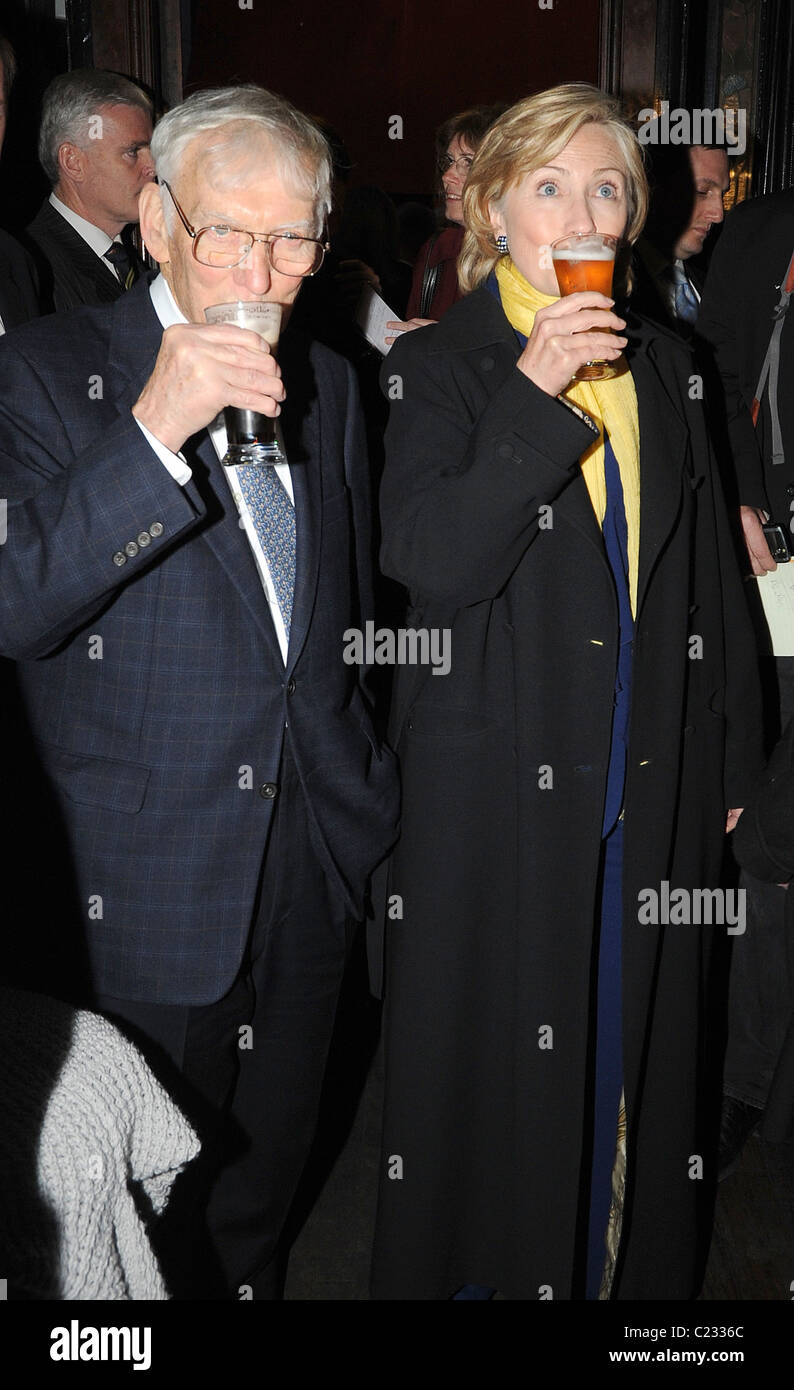 U.S. Secretary of State Hillary Clinton walks along Grafton Street with ...