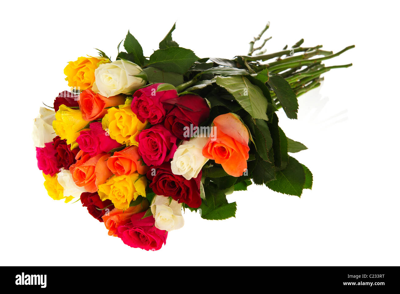 Colorful bouquet roses isolated on white background Stock Photo - Alamy