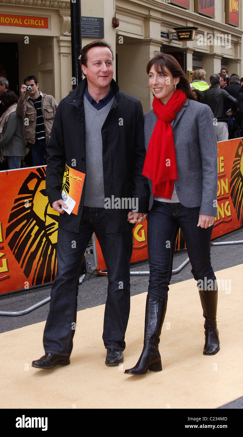 David Cameron and Samantha Cameron Disney's 'Lion King' 10th ...