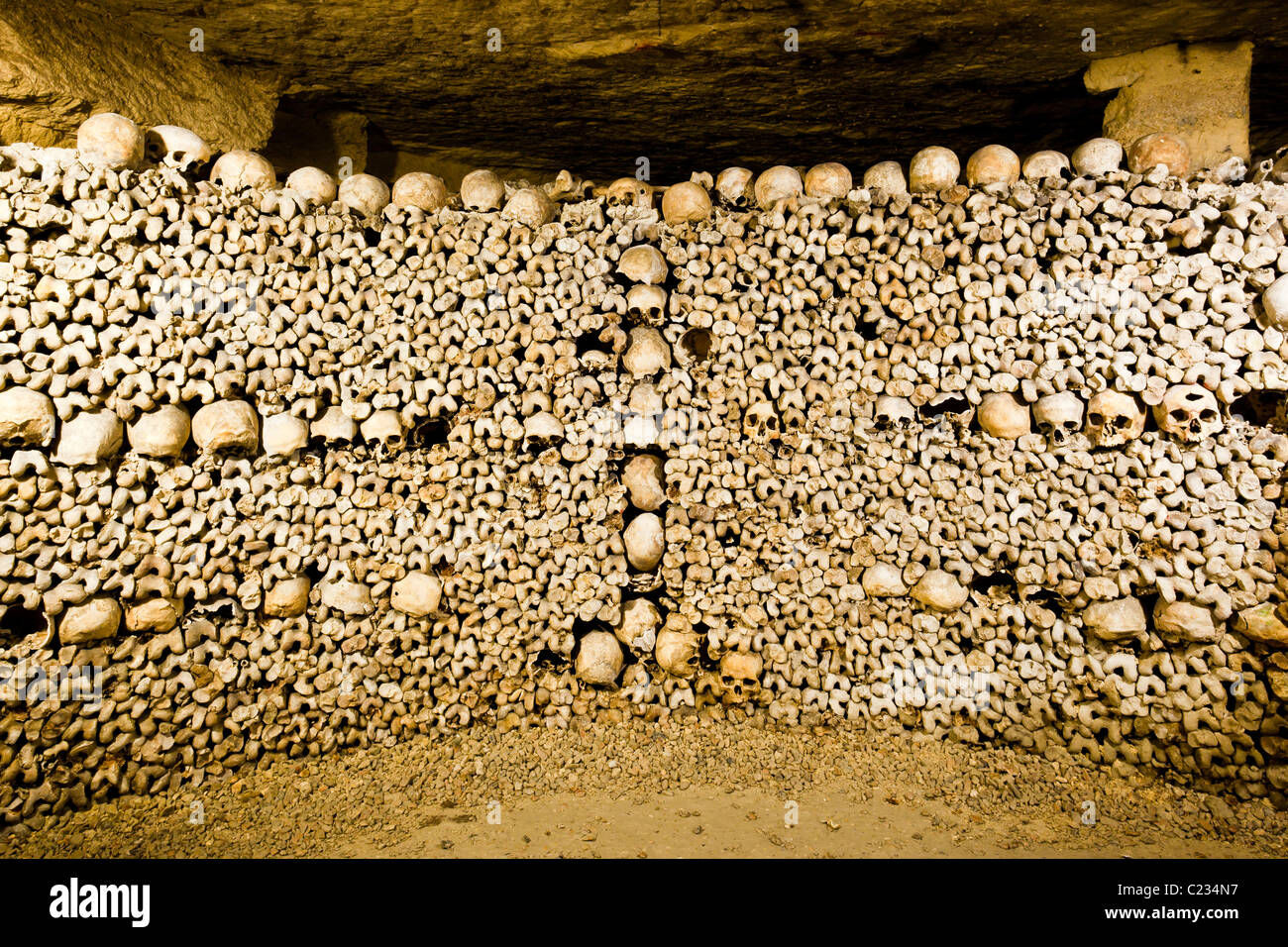 Stack of bones and skulls in the Paris catacombs Paris France. Studio ...
