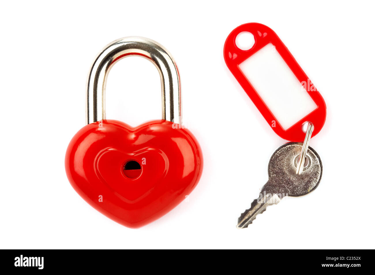 Red lock and key isolated on a white background Stock Photo - Alamy