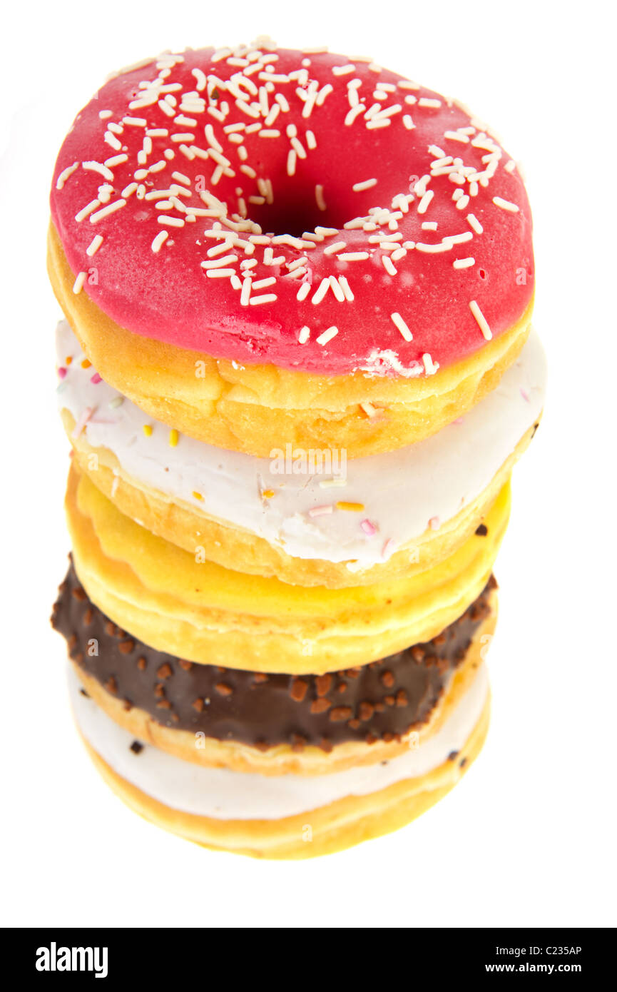 Five assorted stacked fresh donuts in different tastes Stock Photo - Alamy