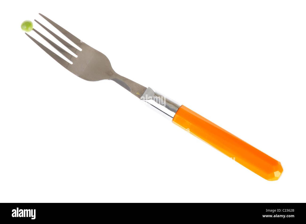 Single green pea on a fork isolated over whote background Stock Photo ...