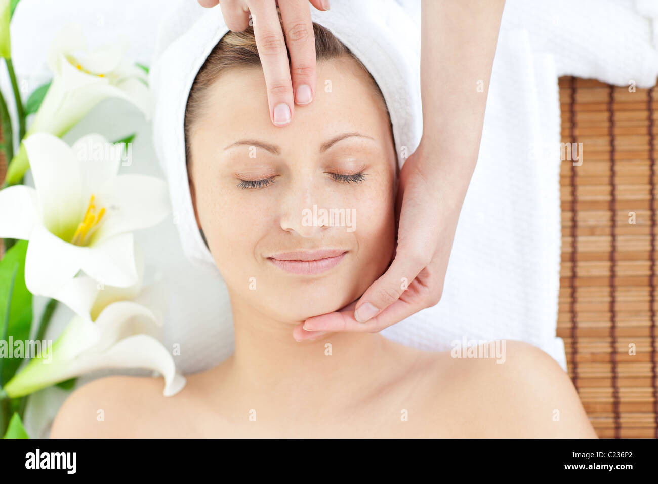 Adorable woman having a massage Stock Photo - Alamy
