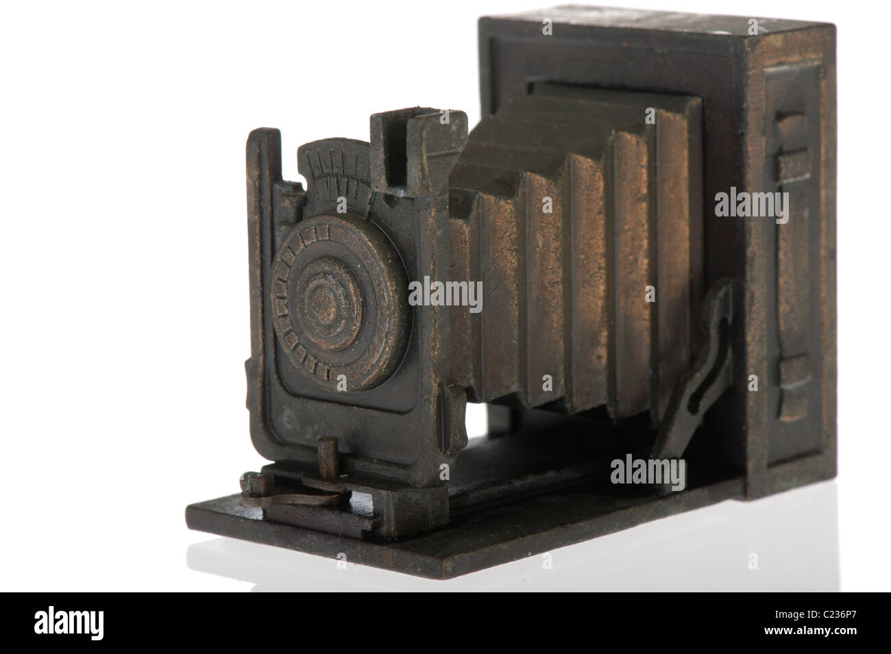 Old antique photo camera isolated over white Stock Photo - Alamy