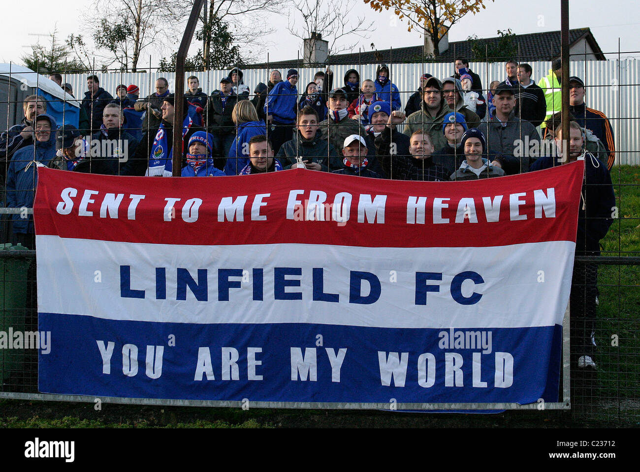 Linfield fans at the first meeting of Donegal Celtic v Linfield at ...