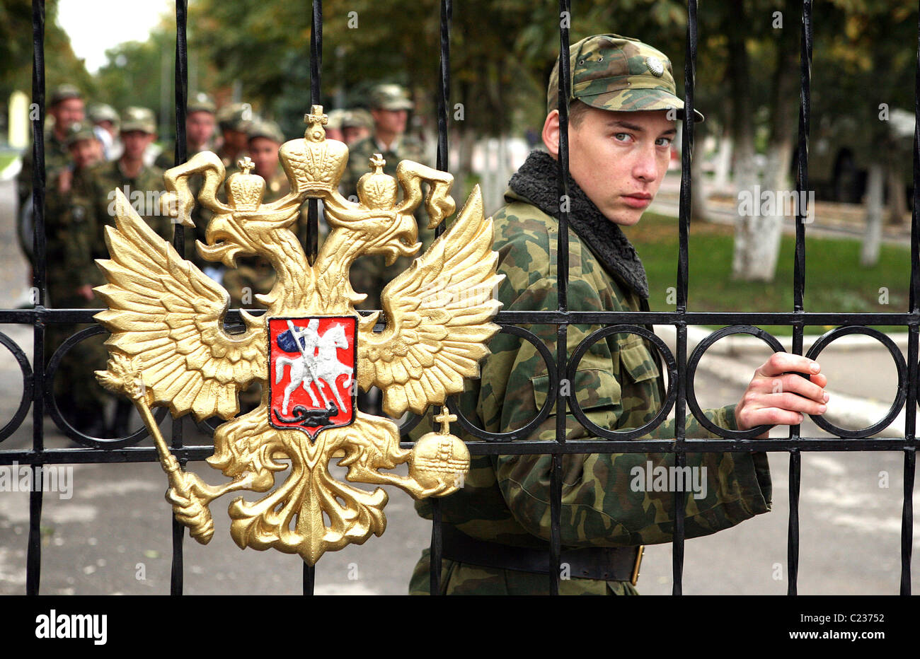 Russian soldiers practice their moves at an army unit based in Rostov ...