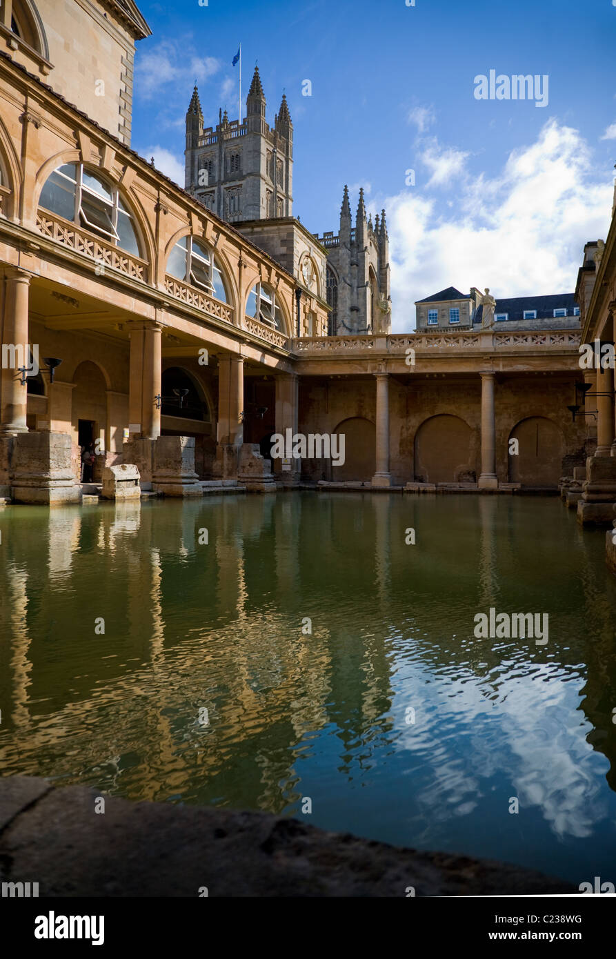 The Roman Baths and Bath Abbey, Bath, Somerset, England Stock Photo - Alamy