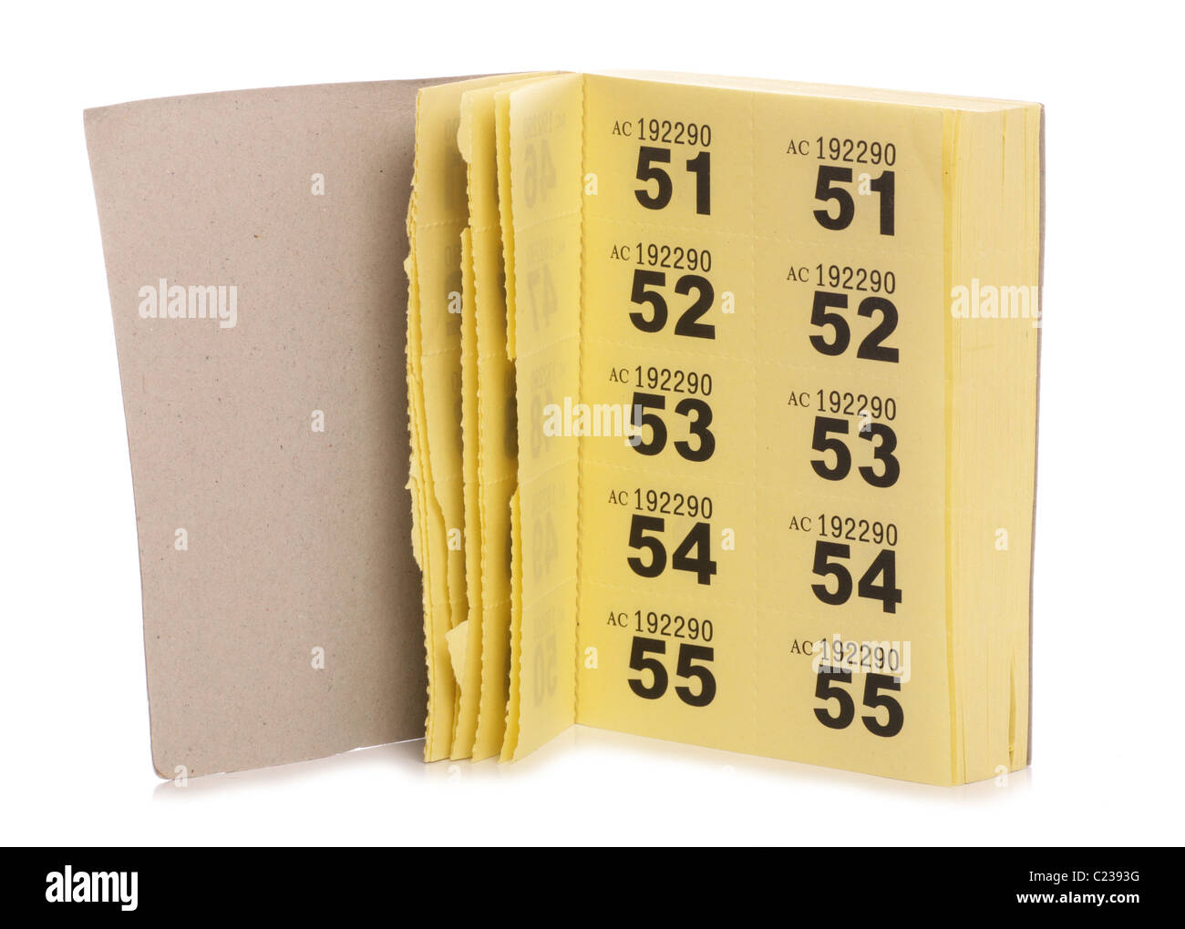 yellow raffle ticket book studio cutout Stock Photo - Alamy