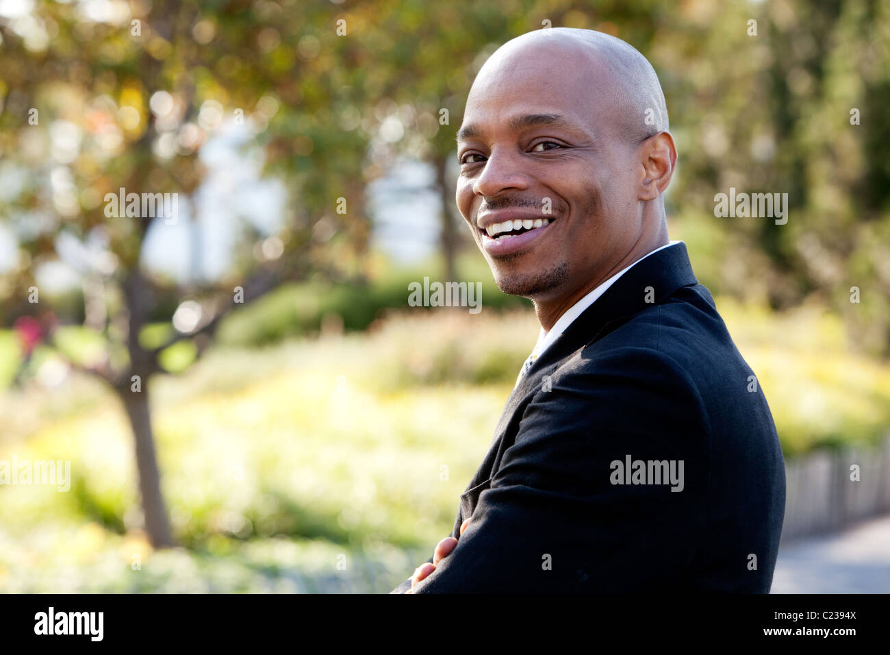 Mid adult male model in outdoor setting. Horizontally framed shot Stock ...