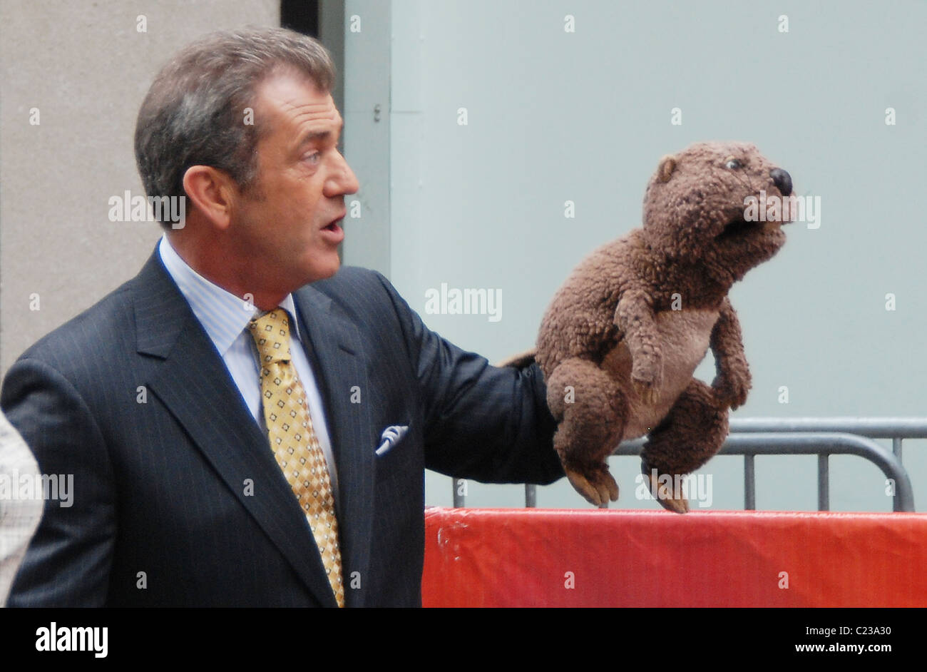 Mel Gibson filming on the set of his latest movie "The Beaver" at ...