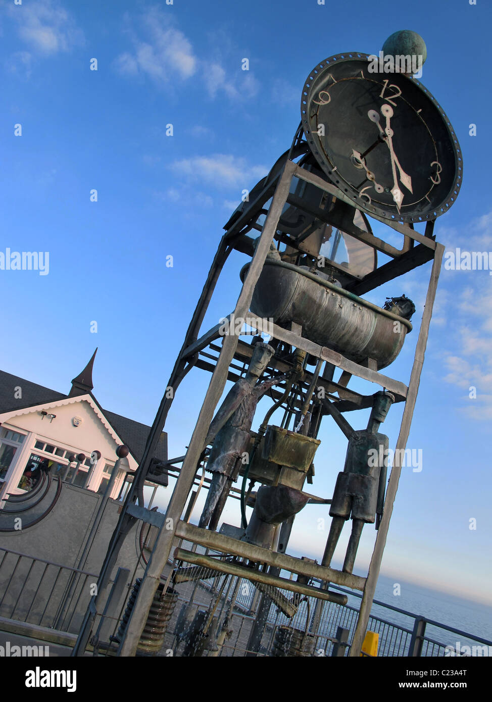 metal clock southwold pier suffolk england Stock Photo - Alamy