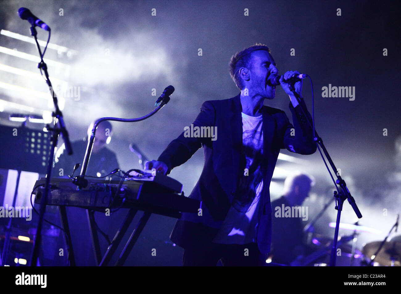 Robert Del Naja, aka 3D, of Massive Attack performing at the Olympiyski ...