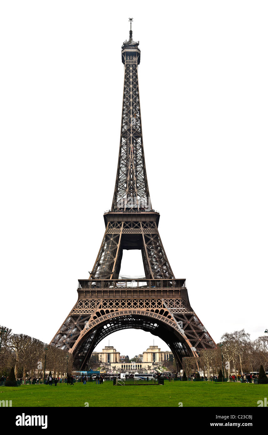 Paris Eiffel Tower Paris France cut out isolated on white background. Studio Lupica Stock Photo ...