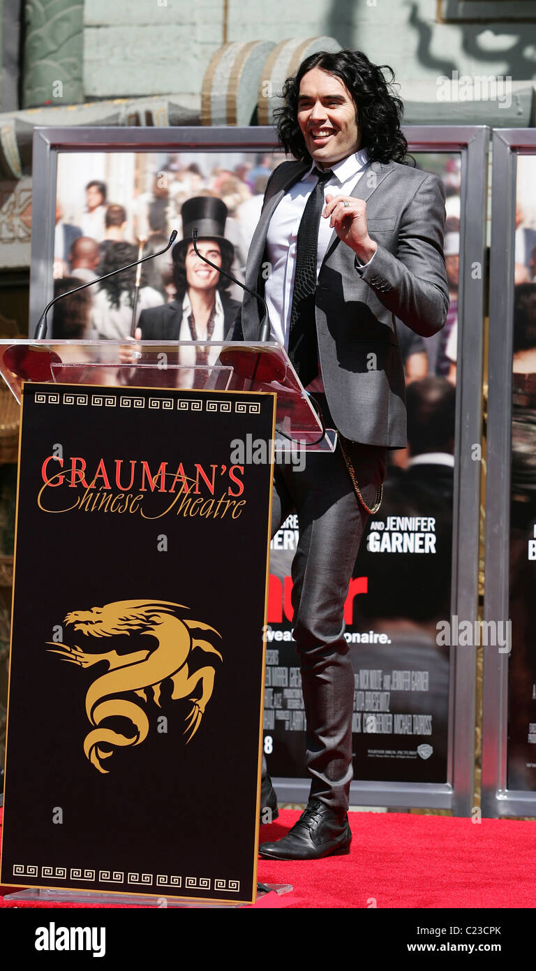 RUSSELL BRAND HELEN MIRREN HAND AND FOOTPRINT CEREMONY HOLLYWOOD LOS ...