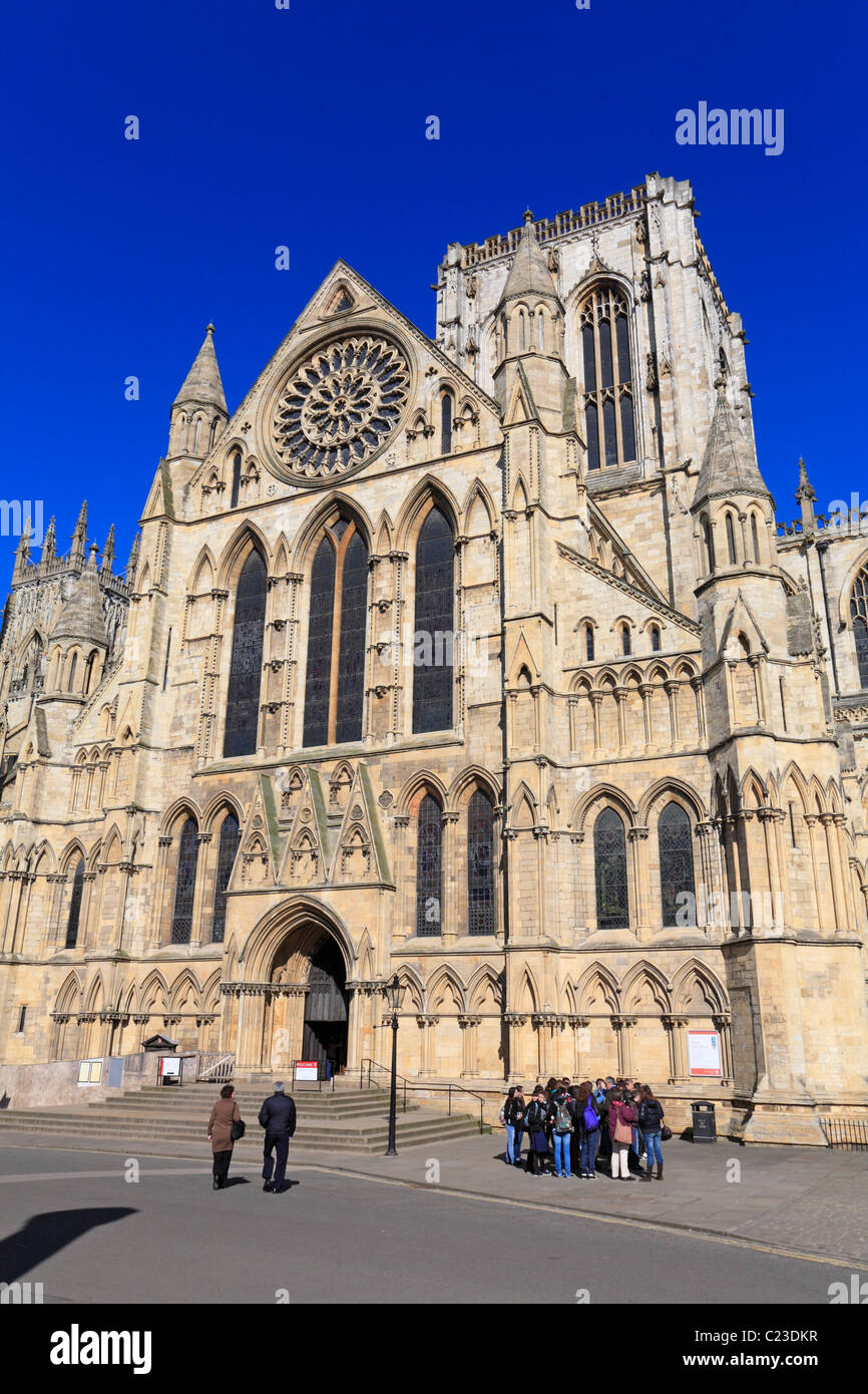Visiting school children below the Rose Window of the South Transept ...