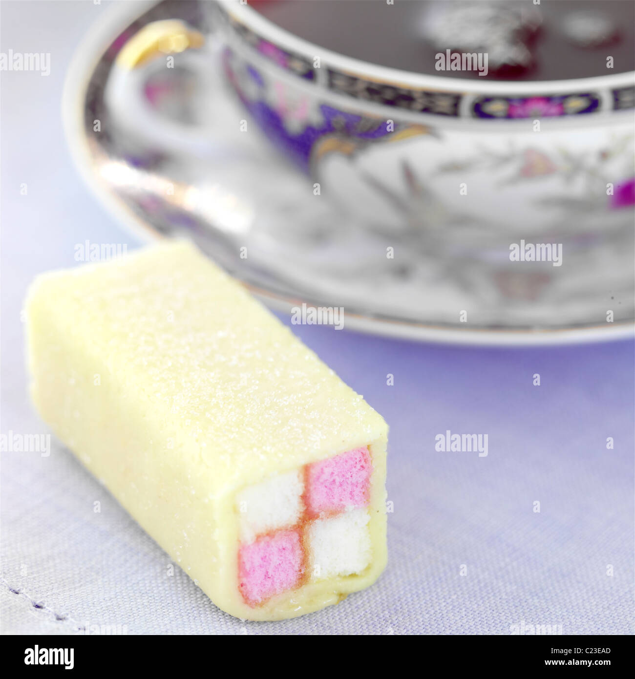 Mini Battenberg Cake and Tea Stock Photo - Alamy