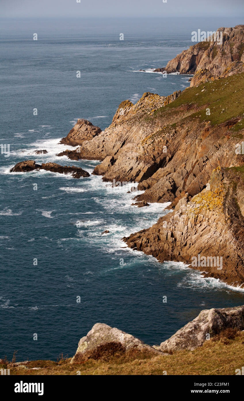 the rugged west coast of Lundy and Atlantic Ocean on Lundy Island ...