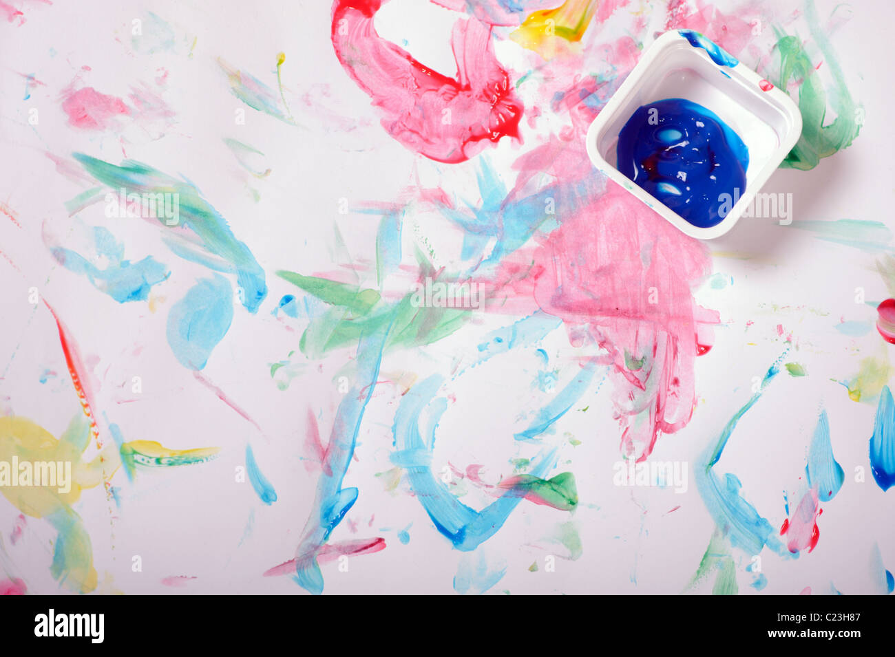 Painted messy fingerprints over white paper Stock Photo - Alamy