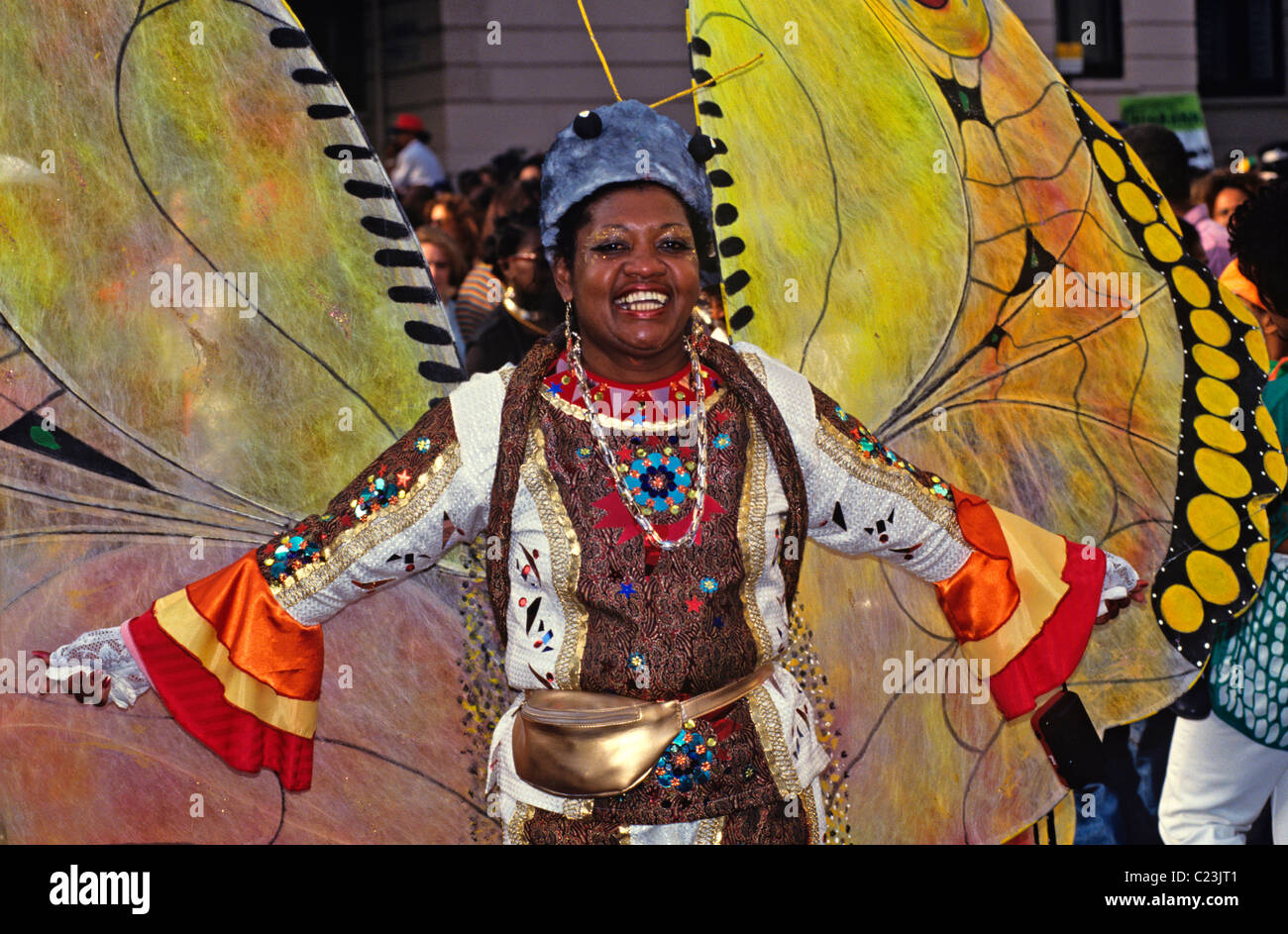 The colourful costumes and dancers at the Nottinghill Carnival Stock ...
