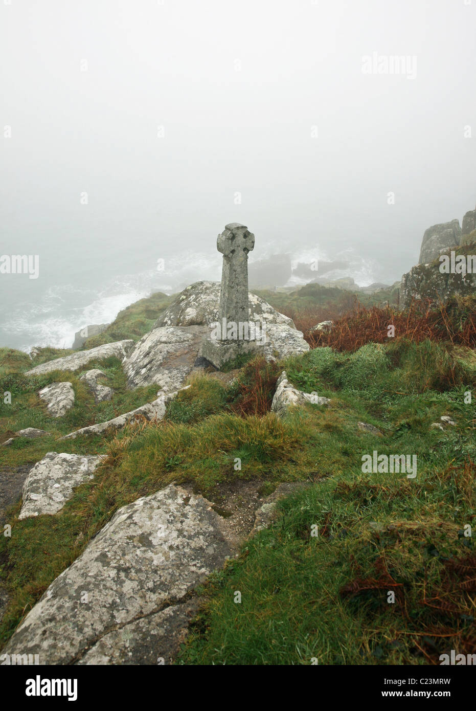 A Celtic stone cross memorial to a young botanist who died here near to ...