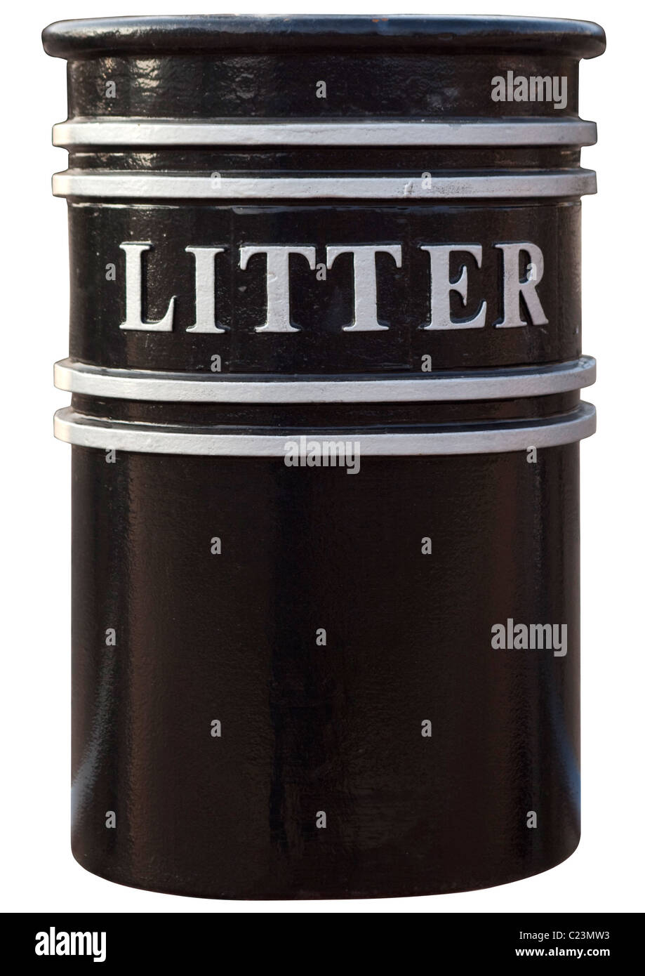Black and silver litter bin cut out Stock Photo - Alamy