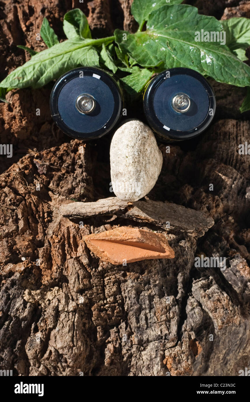 cut out character made with natural elements and rechargeable batteries ...