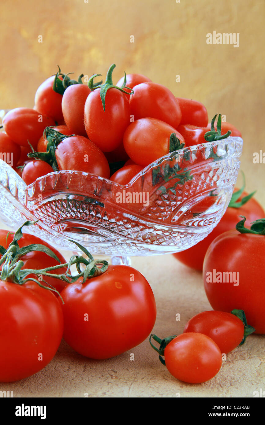 different varieties of tomatoes in a crystal vase Stock Photo - Alamy