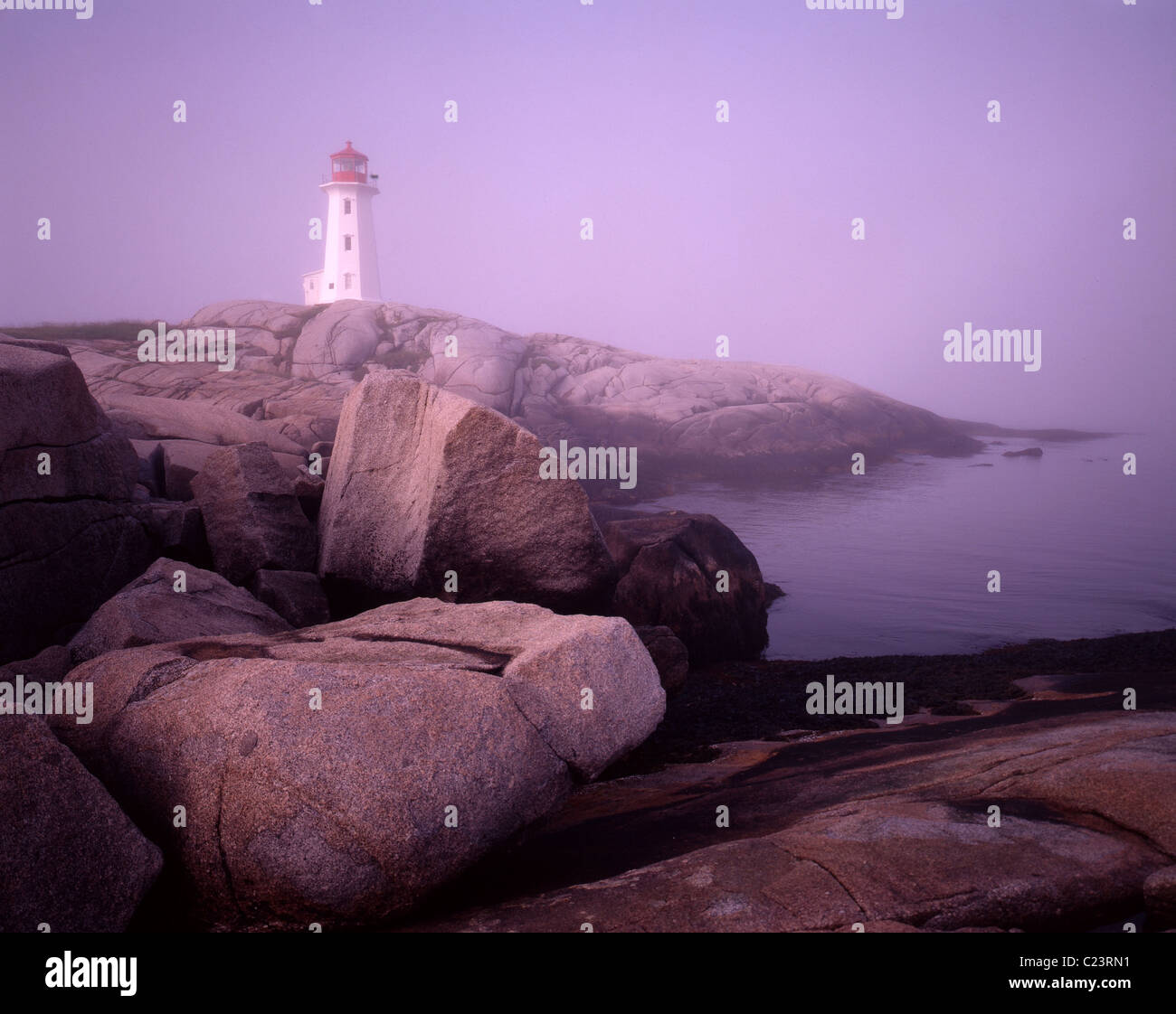 Lighthouse in the Mist, Nova Scotia Stock Photo - Alamy