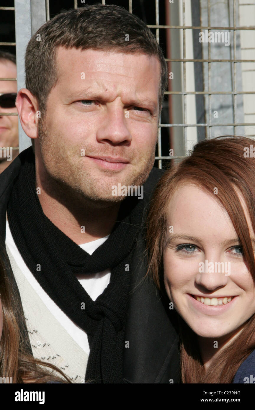 X Factor Presenter - Dermot O'Leary with fans outside the Fountain ...