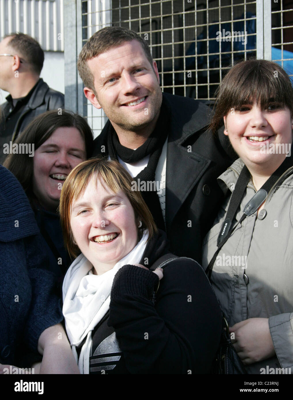 X Factor Presenter - Dermot O'Leary with fans outside the Fountain ...