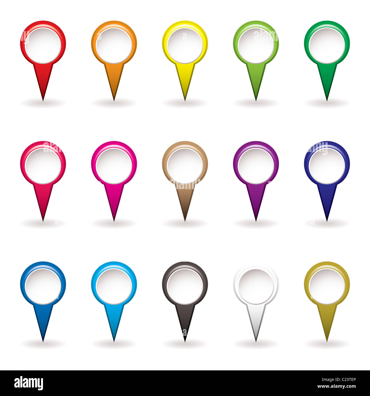 Collection of Map pins with rainbow colors and drop shadow Stock Photo ...