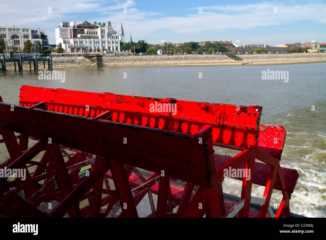 Paddle wheel of the SS. Natchez steamboat on the Mississippi River at ...
