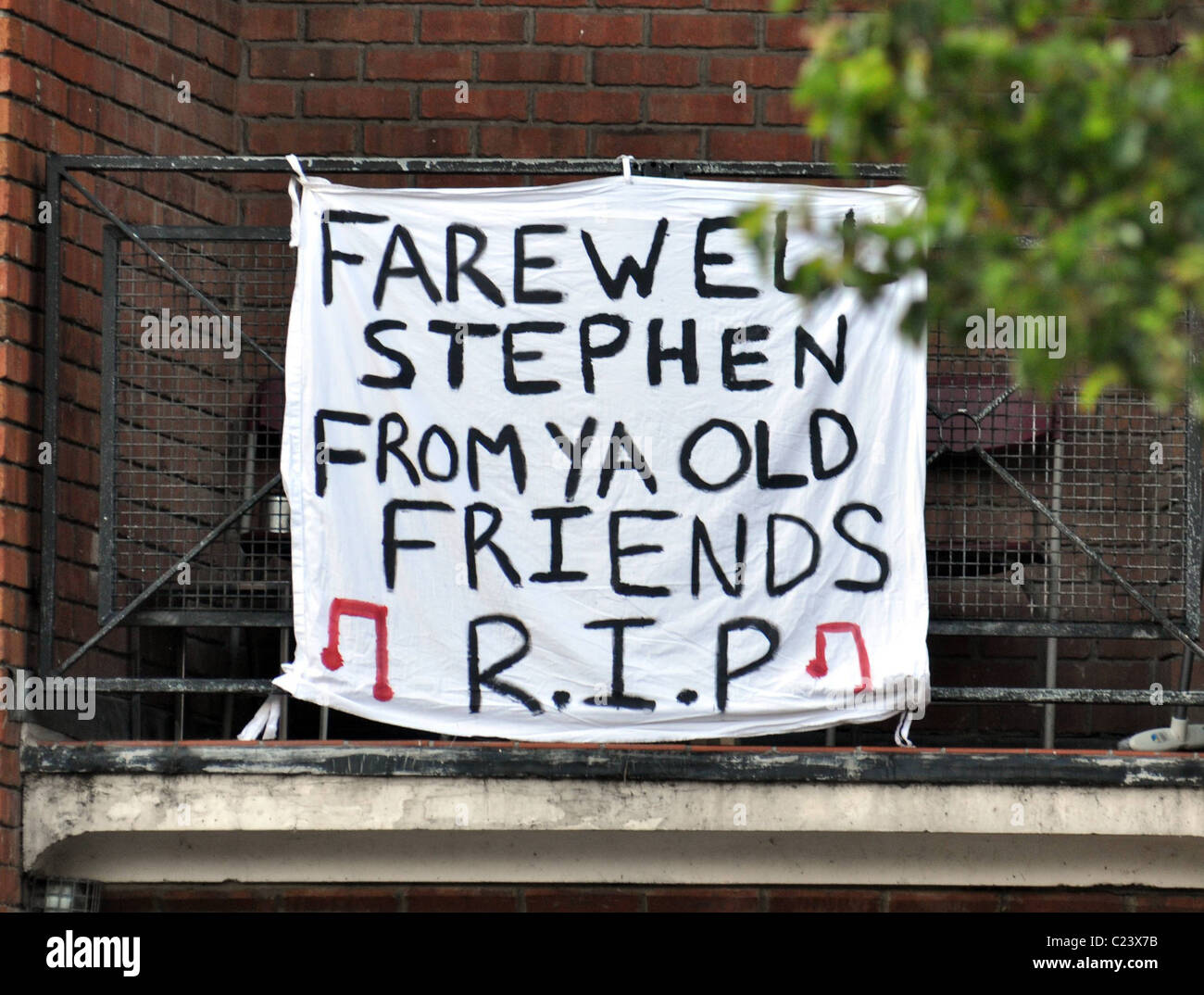 Banner paying tribute The Requiem Mass prior to the funeral of Boyzone ...