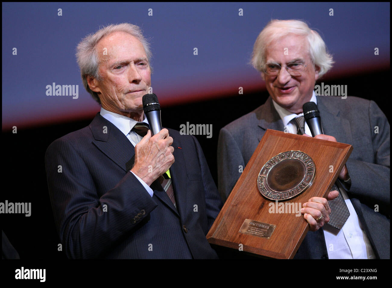 Clint Eastwood and Bertrand Tavernier Clint Eastwood receives an award ...