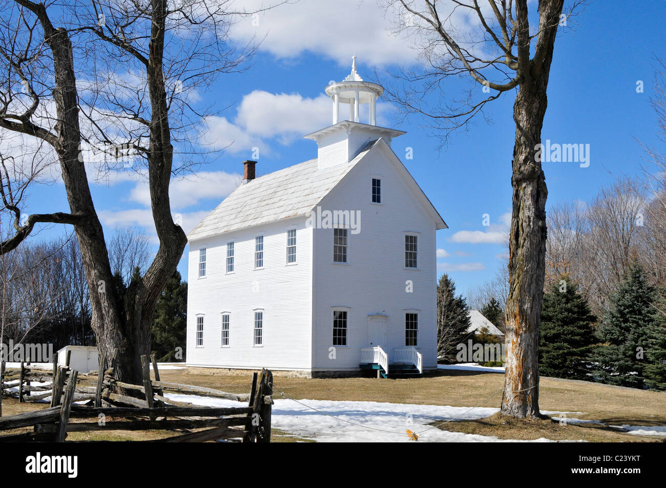 An unusual school building in Mystic, Quebec, Canada Stock Photo - Alamy