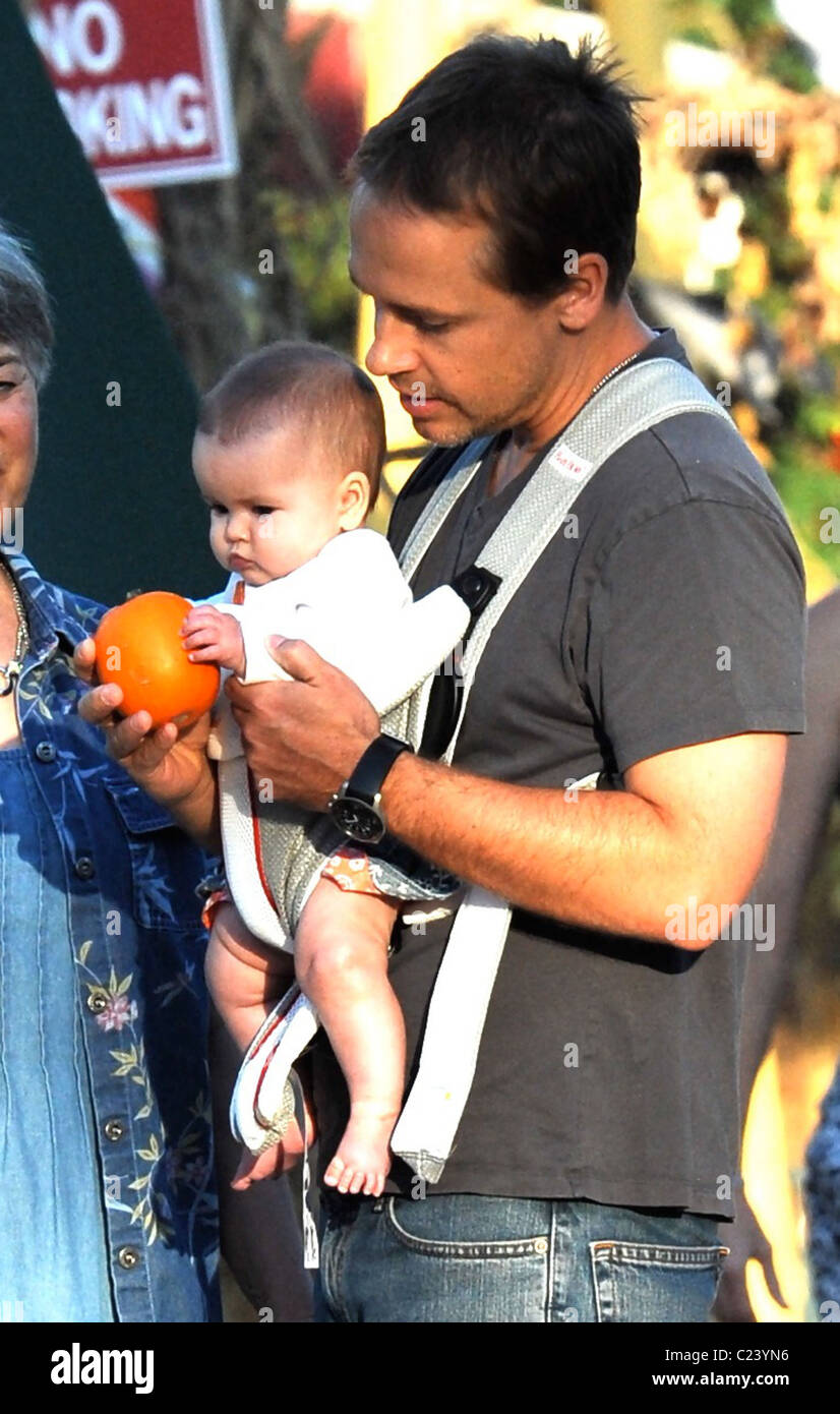 Chad Lowe and baby daughter Mabel Painter Lowe visit Mr. Bones Pumpkin ...
