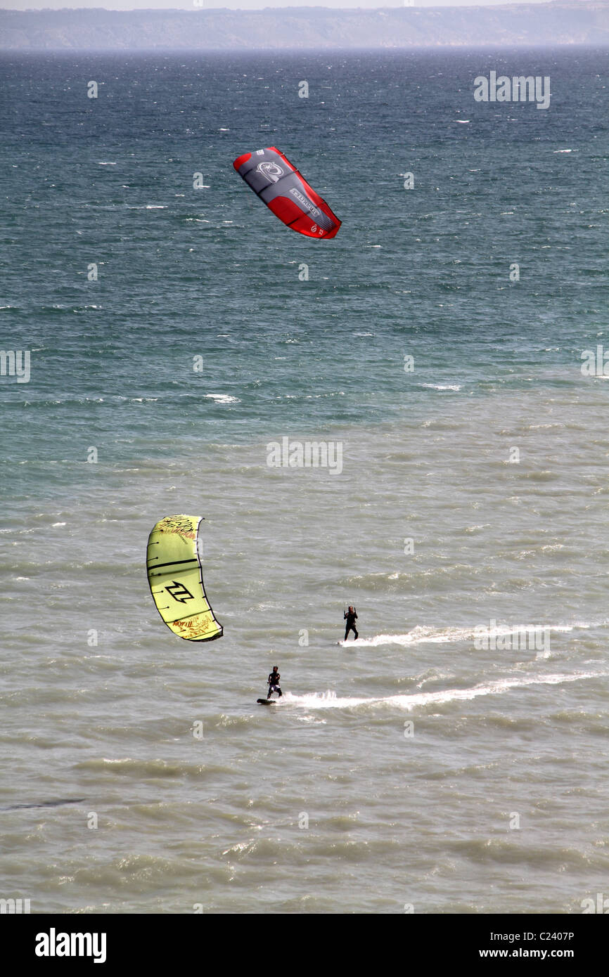 Two people kite surfing in Majorca Stock Photo - Alamy