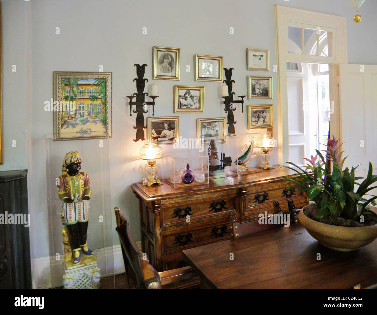 The dining room in the Hemingway house in Key West, Florida Stock Photo ...
