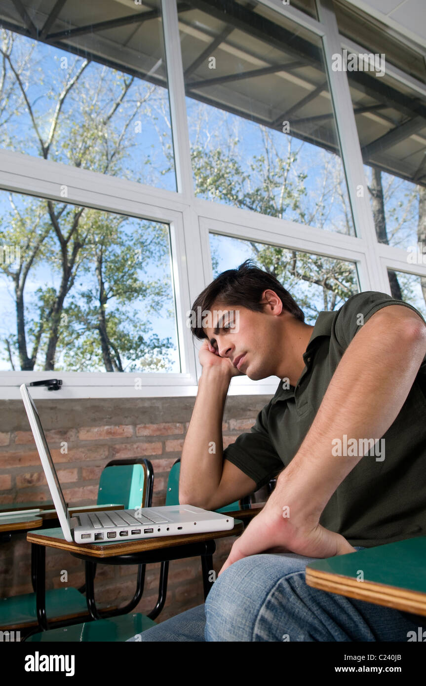 student, university, looking, at, the, Mac, computer, laptop, notebook ...