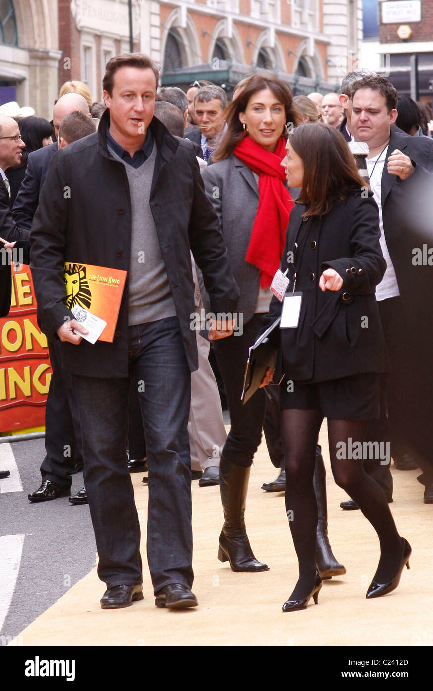David Cameron and Samantha Cameron The Lion King 10th anniversary ...