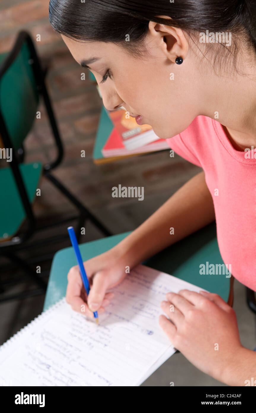 girl, university, write, having, exam, university Stock Photo - Alamy