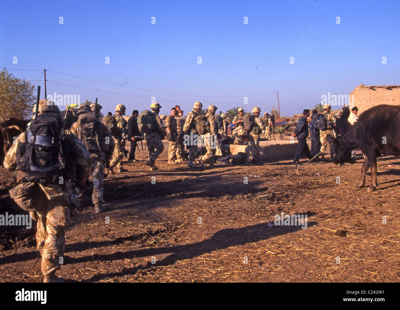 A joint patrol with the British army and the Iraq police force in Basra ...