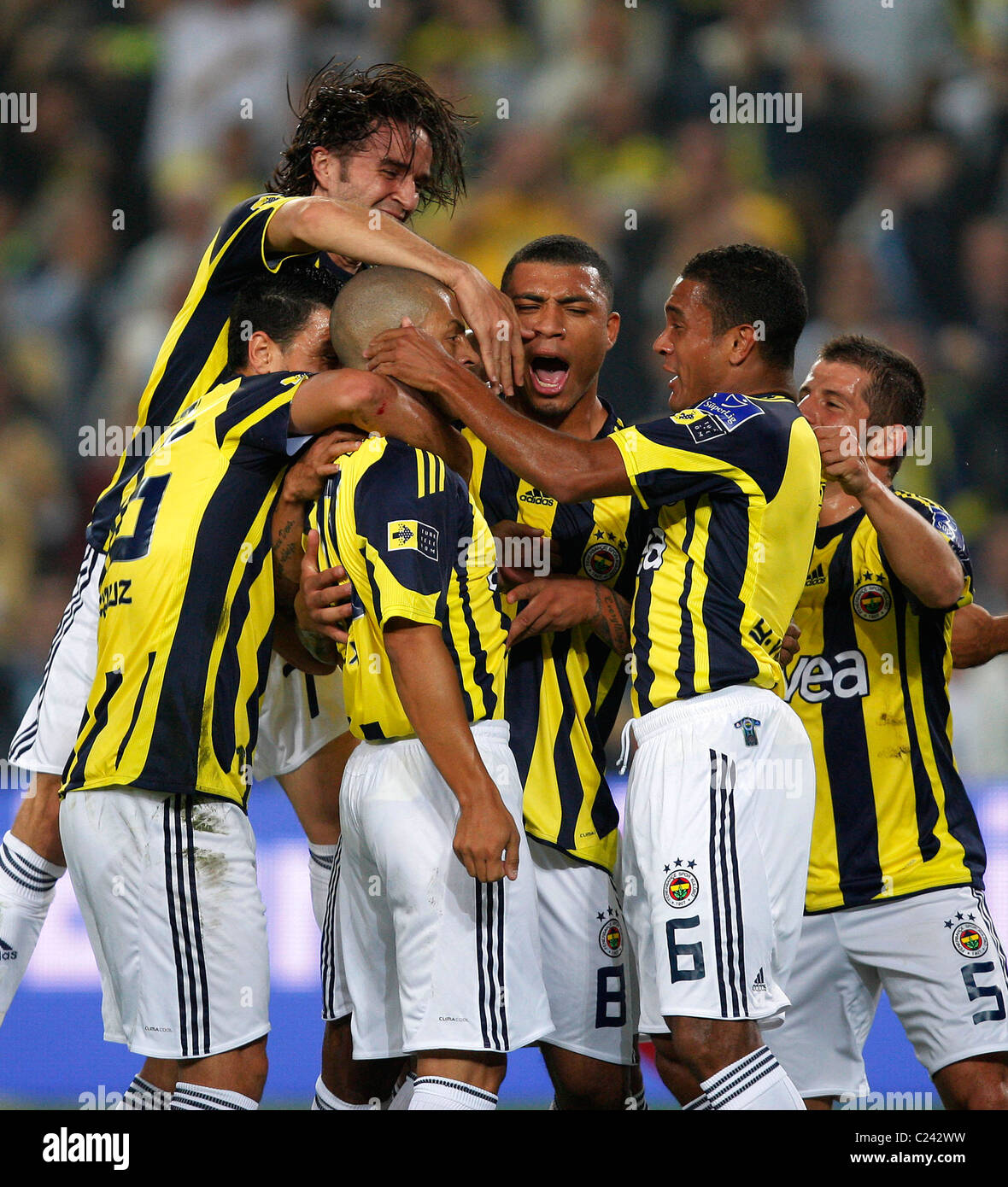 Fenerbahce Footbaal team players goal celebration., Turkcell Turkish ...