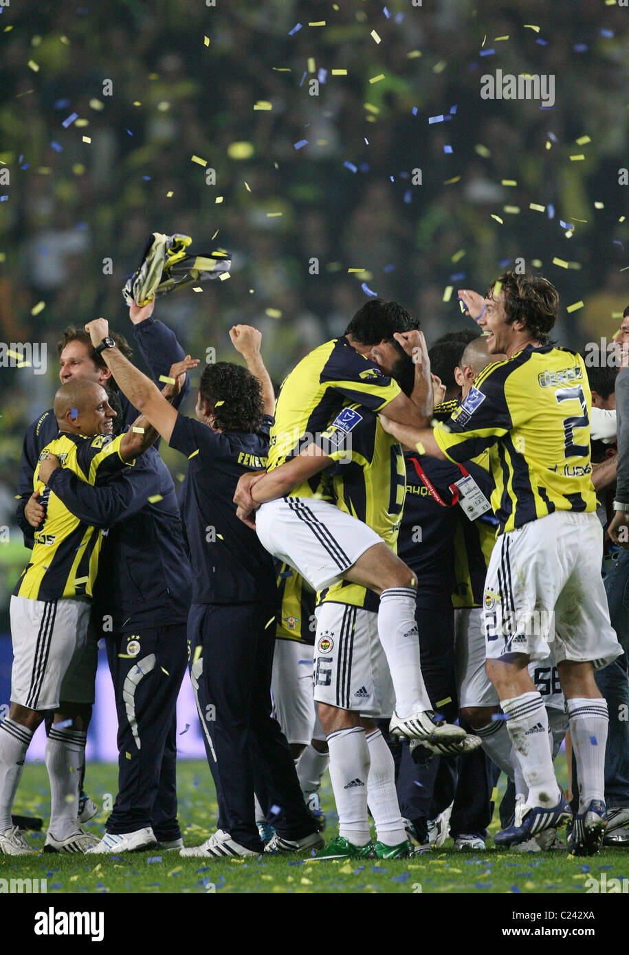 Fenerbahce Footbaal team players goal celebration., Turkcell Turkish ...