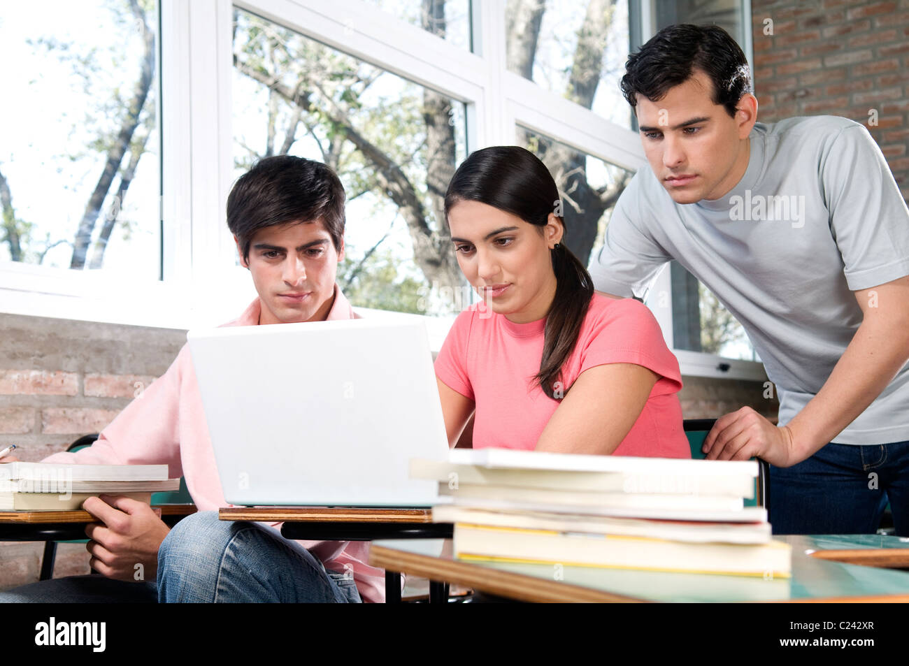 students, looking, at, the, camera, at, university, classroom, room ...