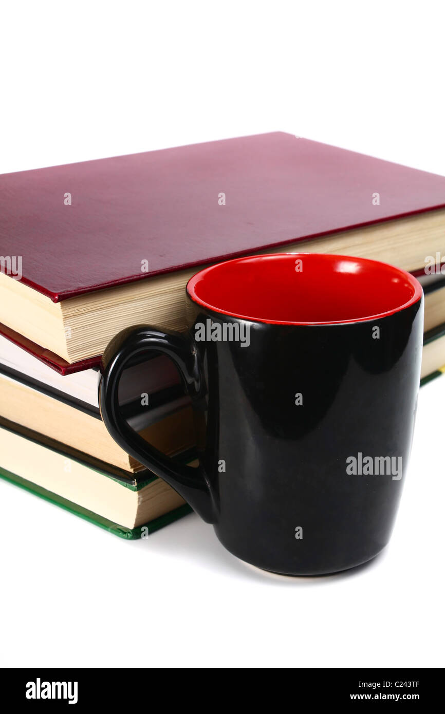 book and cup isolated on white background Stock Photo - Alamy