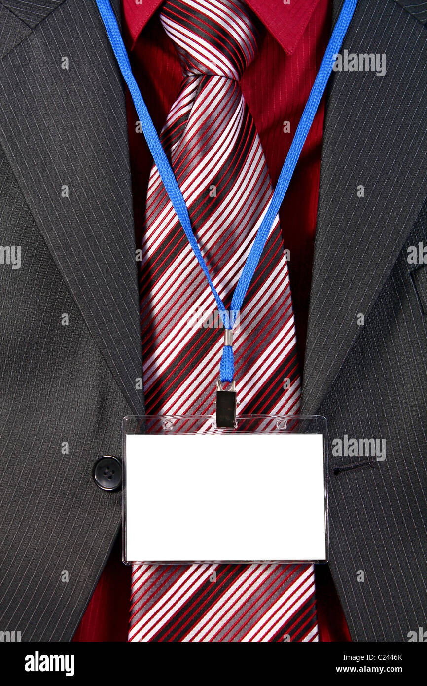 Blank id card on suit hi-res stock photography and images - Alamy