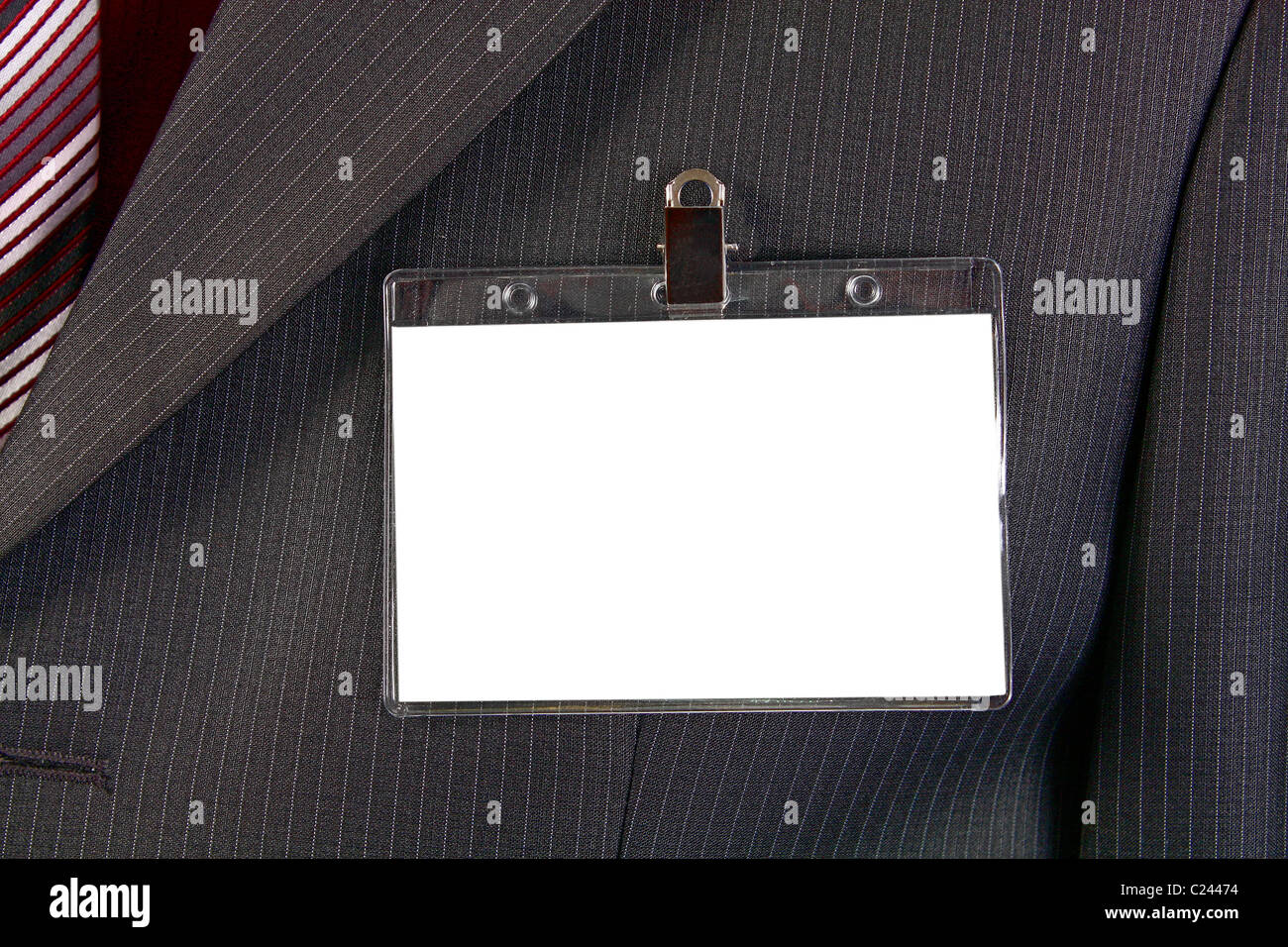 card empty ID badge on man suit Stock Photo - Alamy