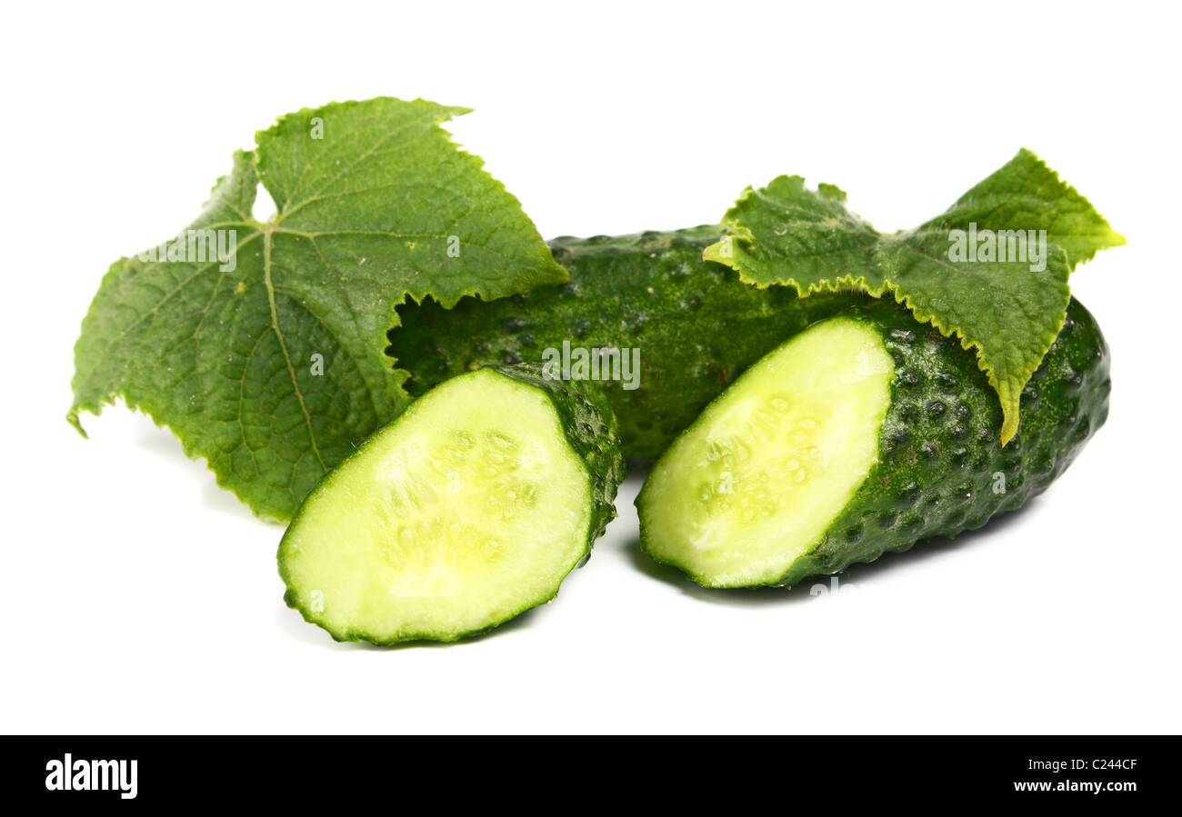 cucumber and leaf isolated on white background Stock Photo - Alamy